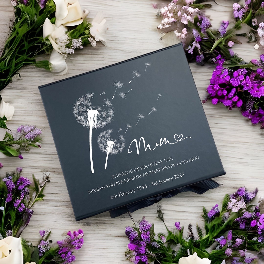 Personalised Mum Remembrance Black Keepsake Memory Box Printed - Etsy