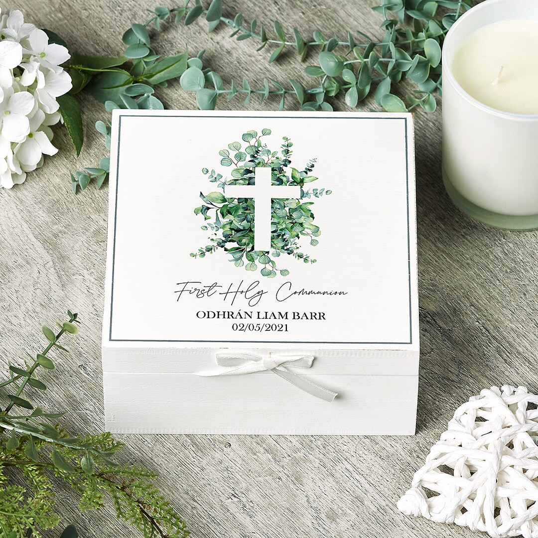 Personalised Holy Communion Vintage Wooden Box Gift With Leaf Cross - Etsy