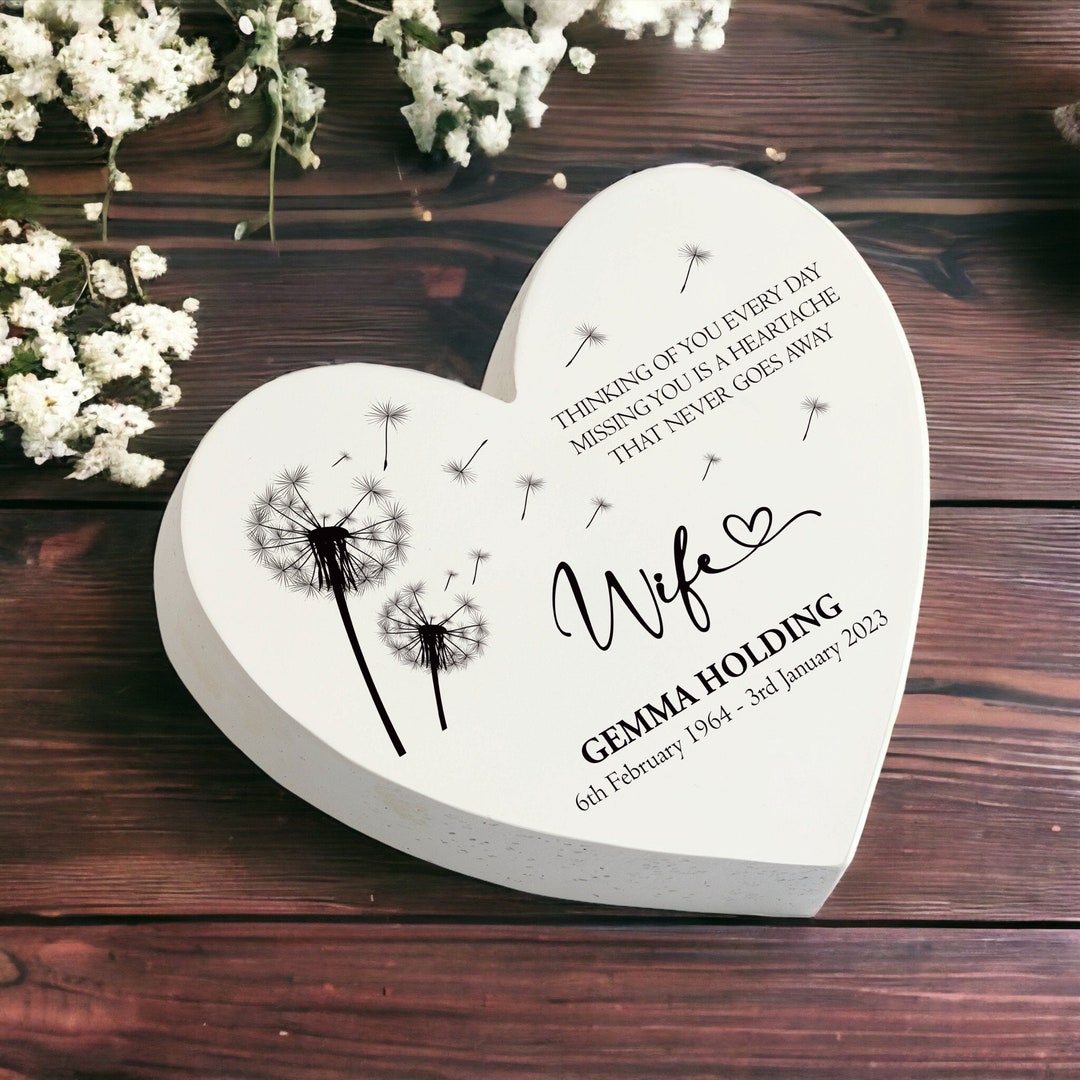 Personalised Wife Memorial Graveside Heart Remembrance Plaque Ornament ...