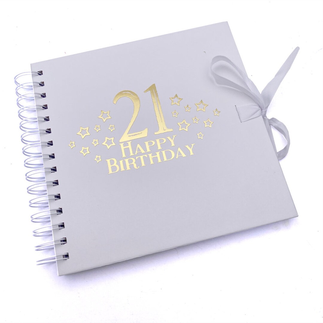 21st Birthday White Scrapbook, Guest Book or Photo Album With Gold ...