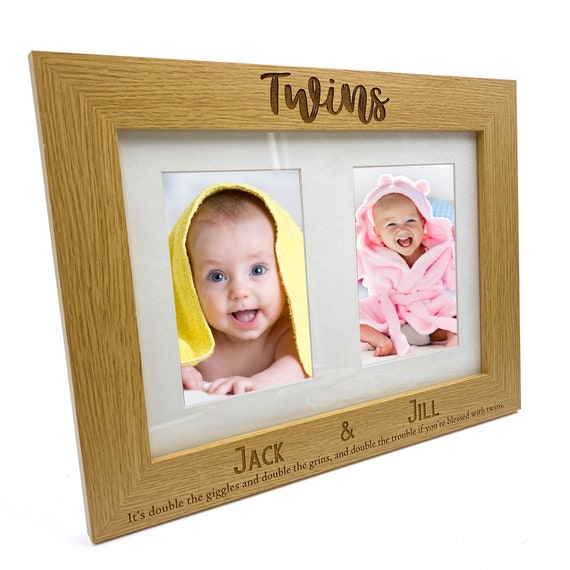 Personalised Twins Double Wooden Photo Frame Gift | Etsy UK