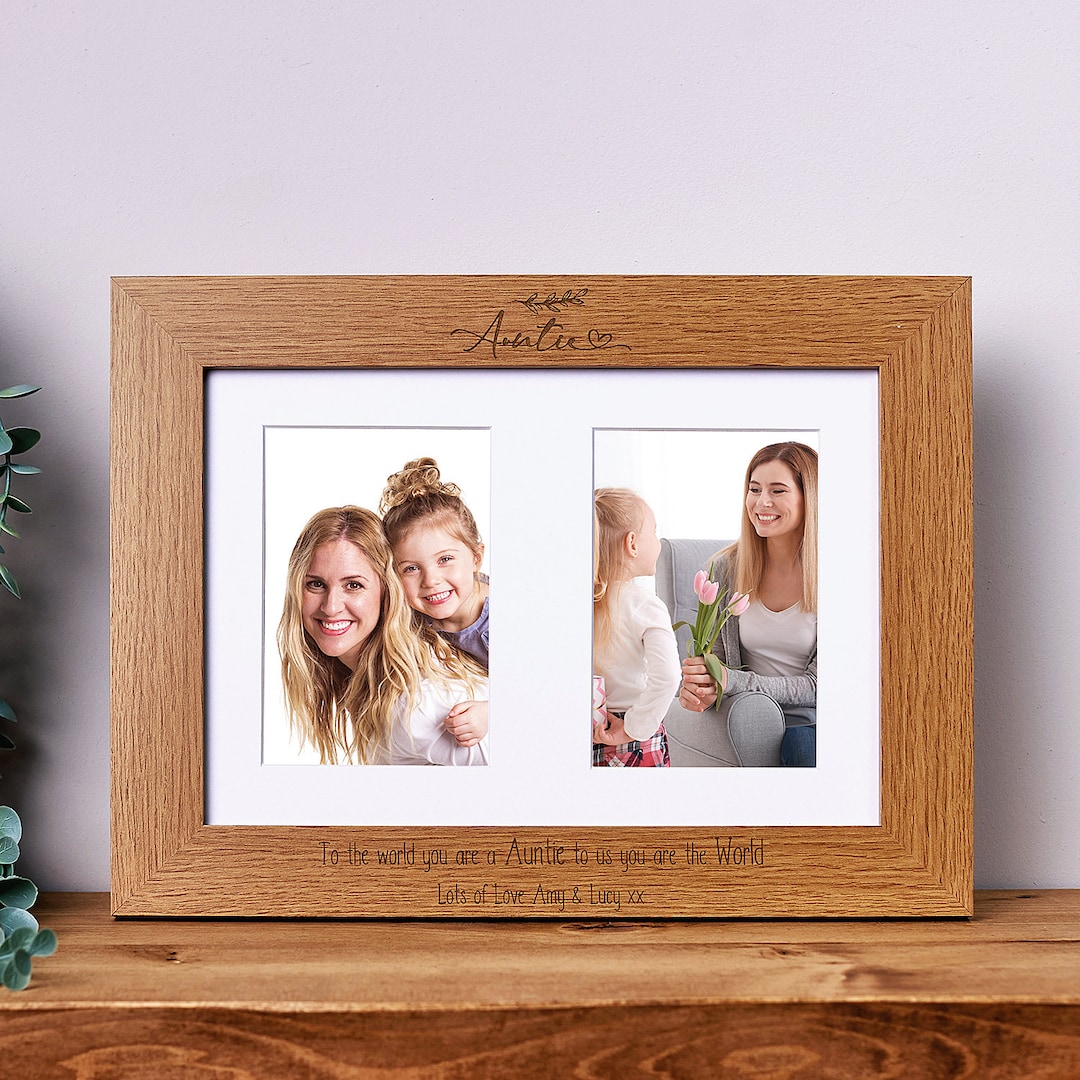 Personalised Auntie Wooden Double Photo Frame Gift Portrait - Etsy