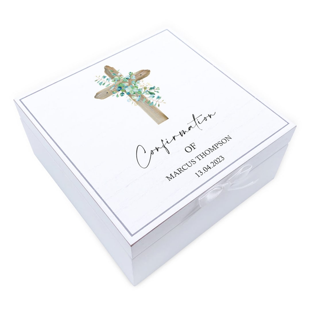Personalised Confirmation Vintage Wooden Box With Wood Cross - Etsy