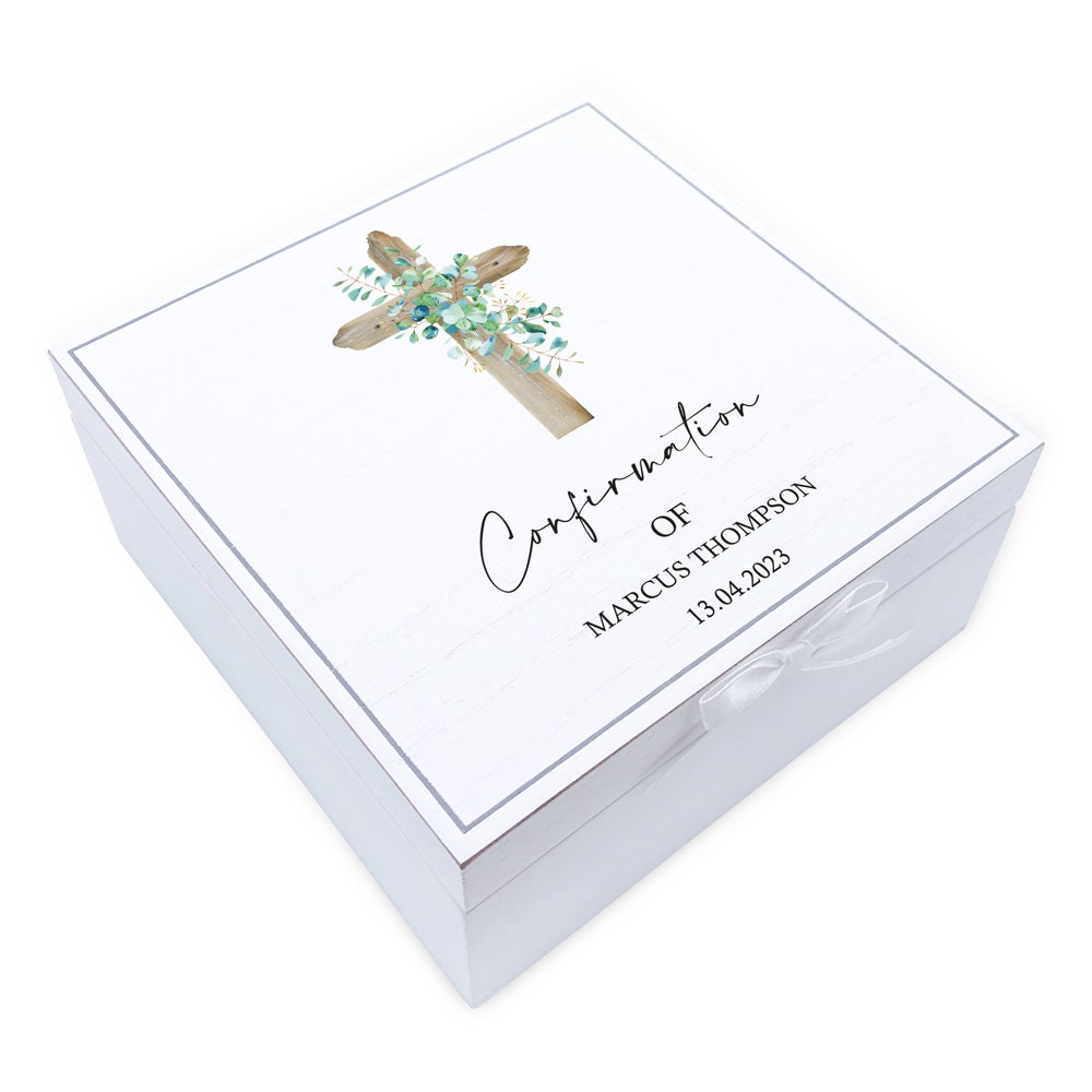 Personalised Confirmation Vintage Wooden Box With Wood Cross - Etsy