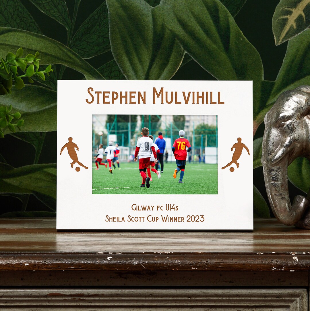 Personalised Football Photo Frame Gift White Wood Finish - Etsy