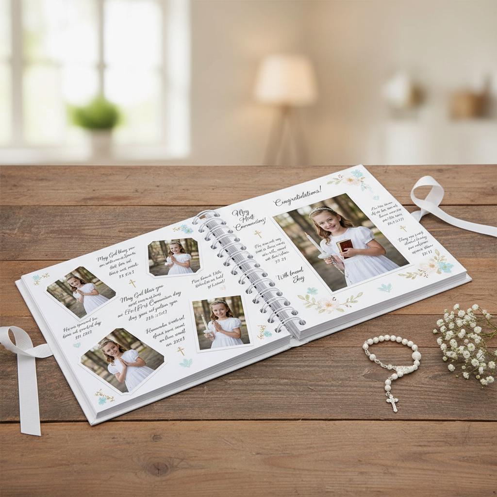 Personalised First Holy Communion Pink Cross Guestbook Scrapbook Photo ...