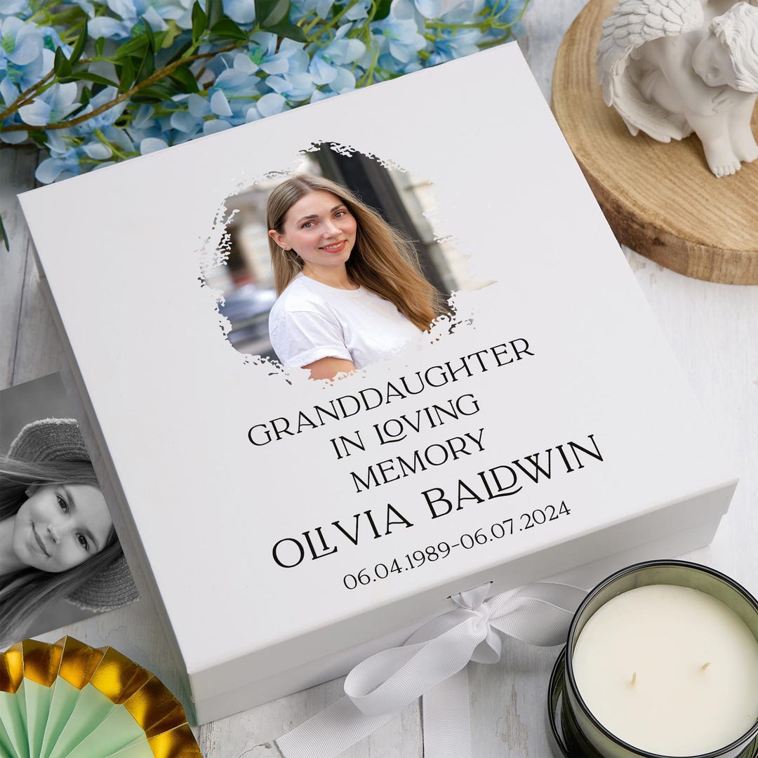 Personalised Granddaughter in Loving Memory White Keepsake Box With ...