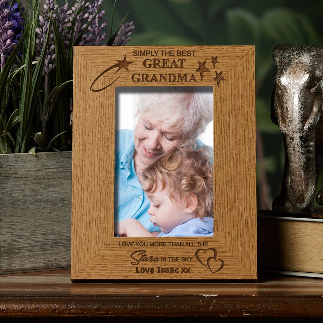 Personalised the Best Great Grandma Photo Picture Frame Oak Wood Finish ...