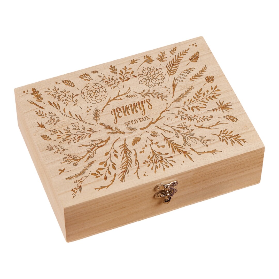 Personalised Floral Garden Seed Box Storage Gifts for Gardeners Any ...