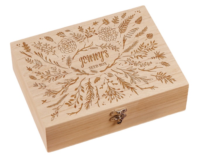 Personalised Floral Garden Seed Box Storage Gifts for Gardeners Any ...