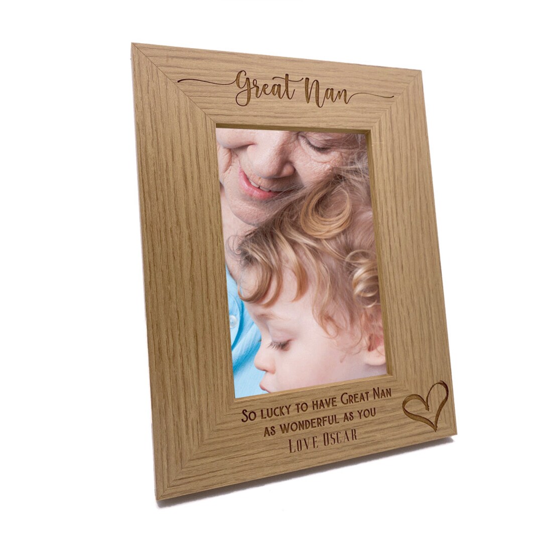 Personalised Great Nan Love Heart Engraved Photo Frame Gift - Etsy UK