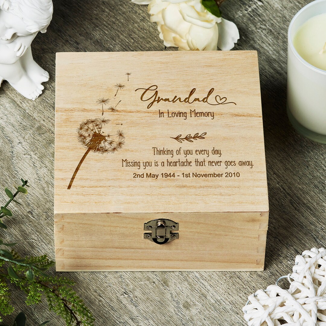 Personalised Grandad in Loving Memory Remembrance Keepsake Box With ...