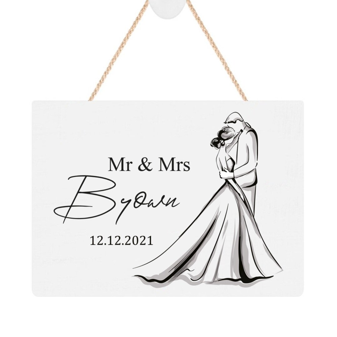Personalised Wedding Sign With Elegant Outline Couple - Etsy