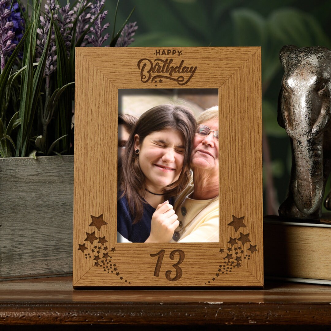 Happy 13th Birthday Portrait Photo Frame Star Design Gift - Etsy