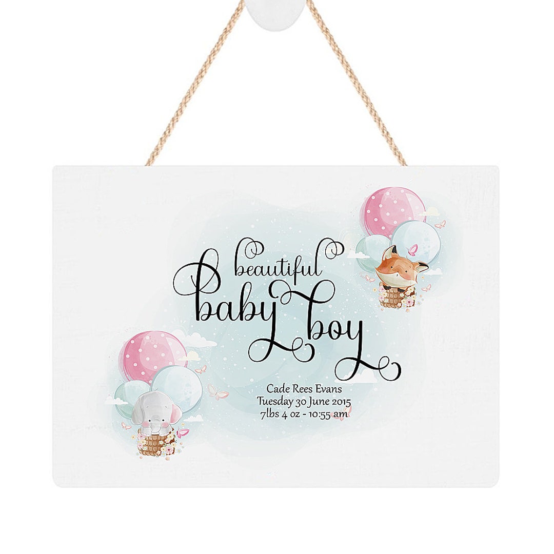 Personalised Baby Boy Hanging Rope Plaque Nursery Decoration - Etsy