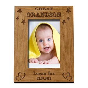 Personalised Great Grandson Portrait Wooden Photo Frame Gift - Etsy UK