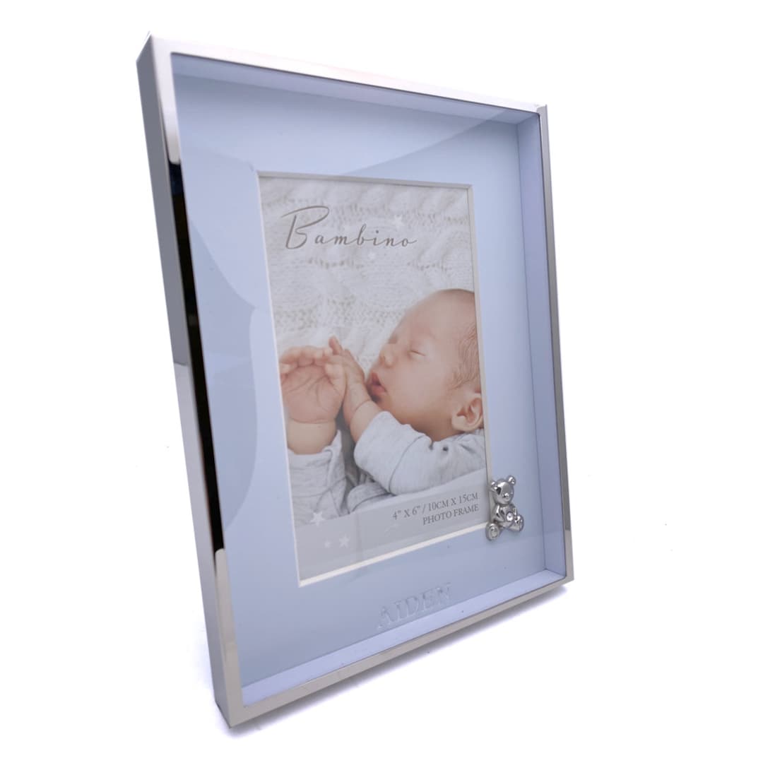 Personalised Baby Boy Silver Plated Teddy Photo Frame 4 X 6" Gift - Etsy