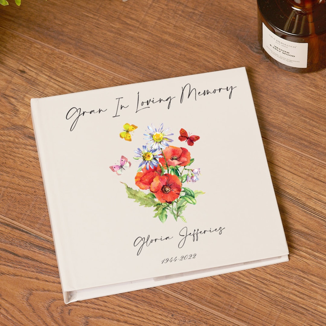 Personalised Gran Remembrance Photo Album With Flowers and Butterflies ...