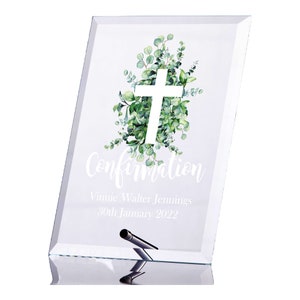 Personalised Confirmation Keepsake Plaque Gift With Green Leaf Cross - Etsy