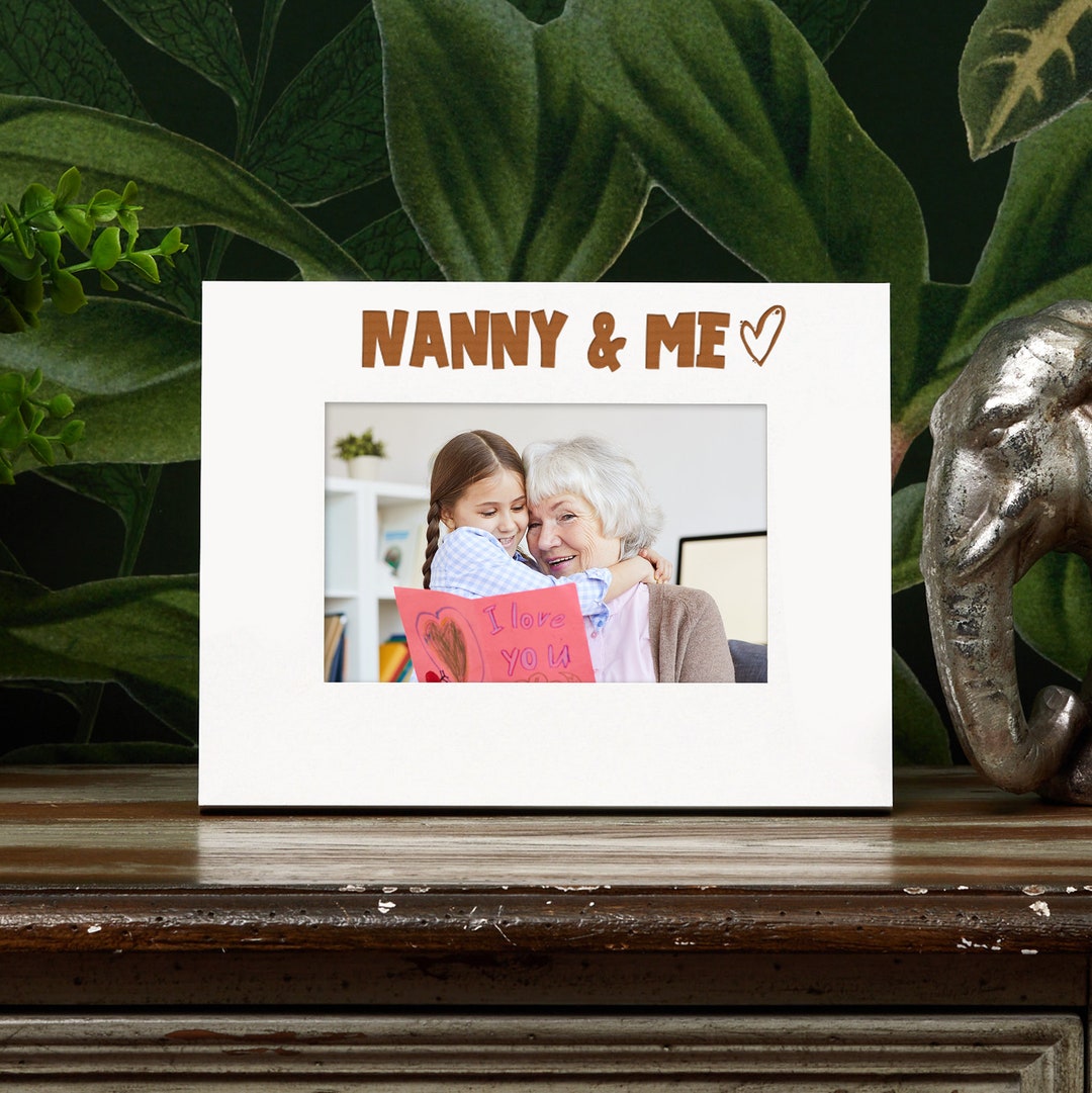White Engraved Nanny and Me Picture Photo Frame Heart Gift Landscape - Etsy