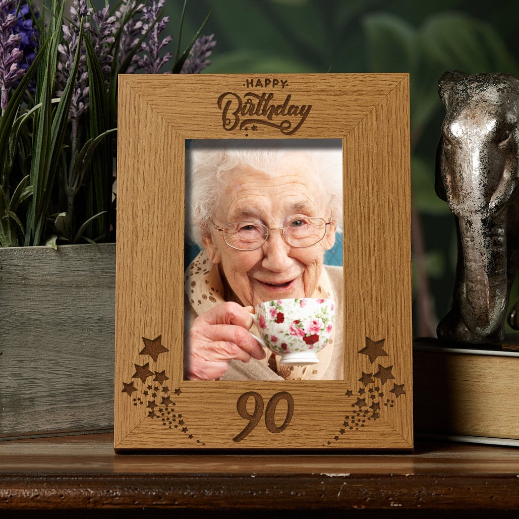 Happy 90th Birthday Portrait Photo Frame Star Design Gift - Etsy