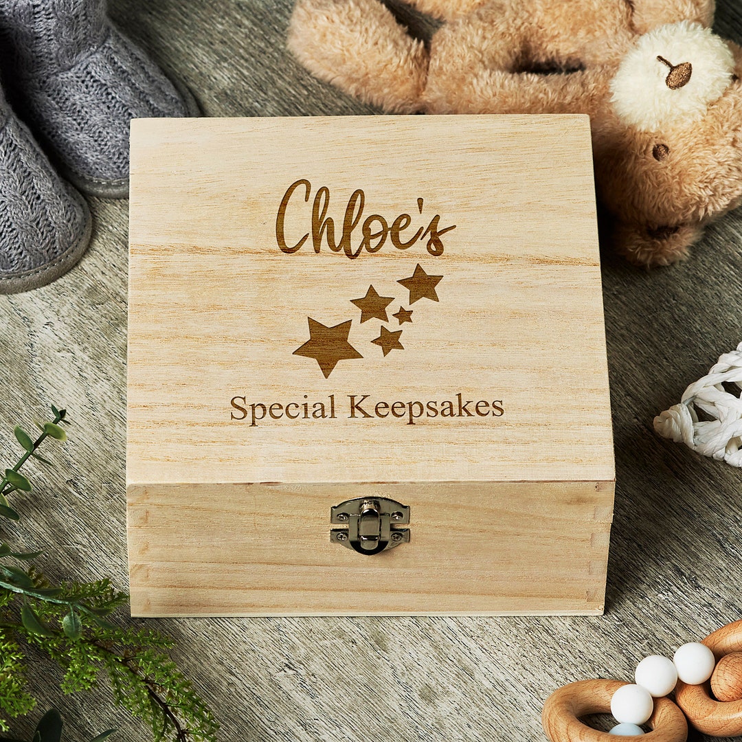 Personalised Keepsake Memory Box Engraved With Stars Pattern - Etsy