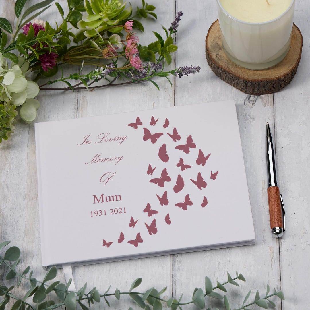 Personalised Mum in Loving Memory Butterflies Design Guest Book - Etsy