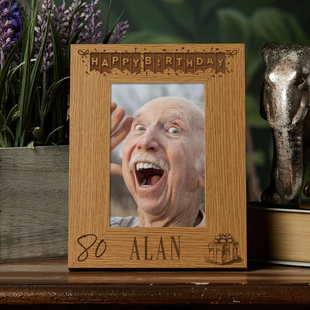 Personalised 80th Birthday Photo Frame Gift With Balloons Portrait - Etsy