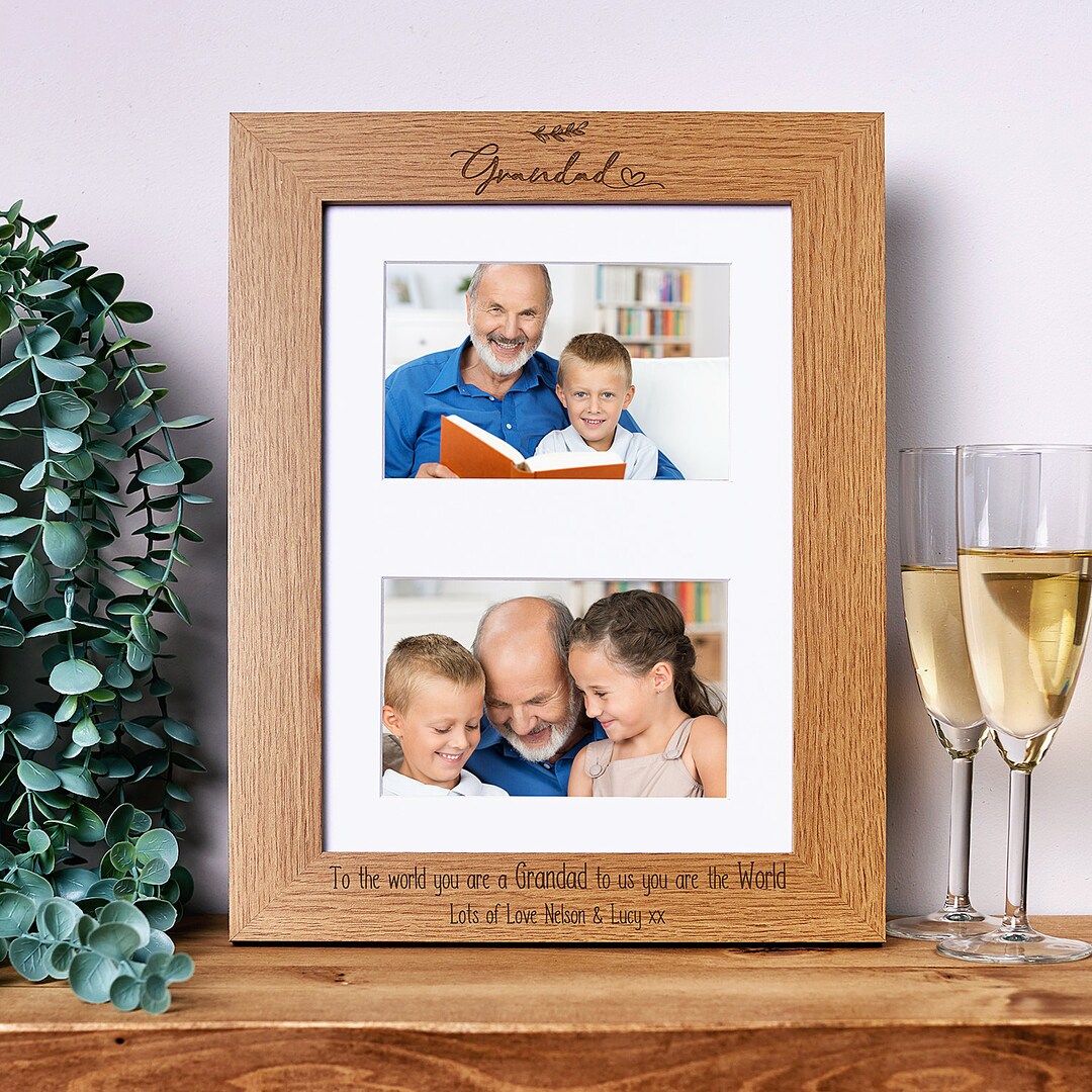 Personalised Grandad Wooden Double Photo Frame Gift Landscape - Etsy