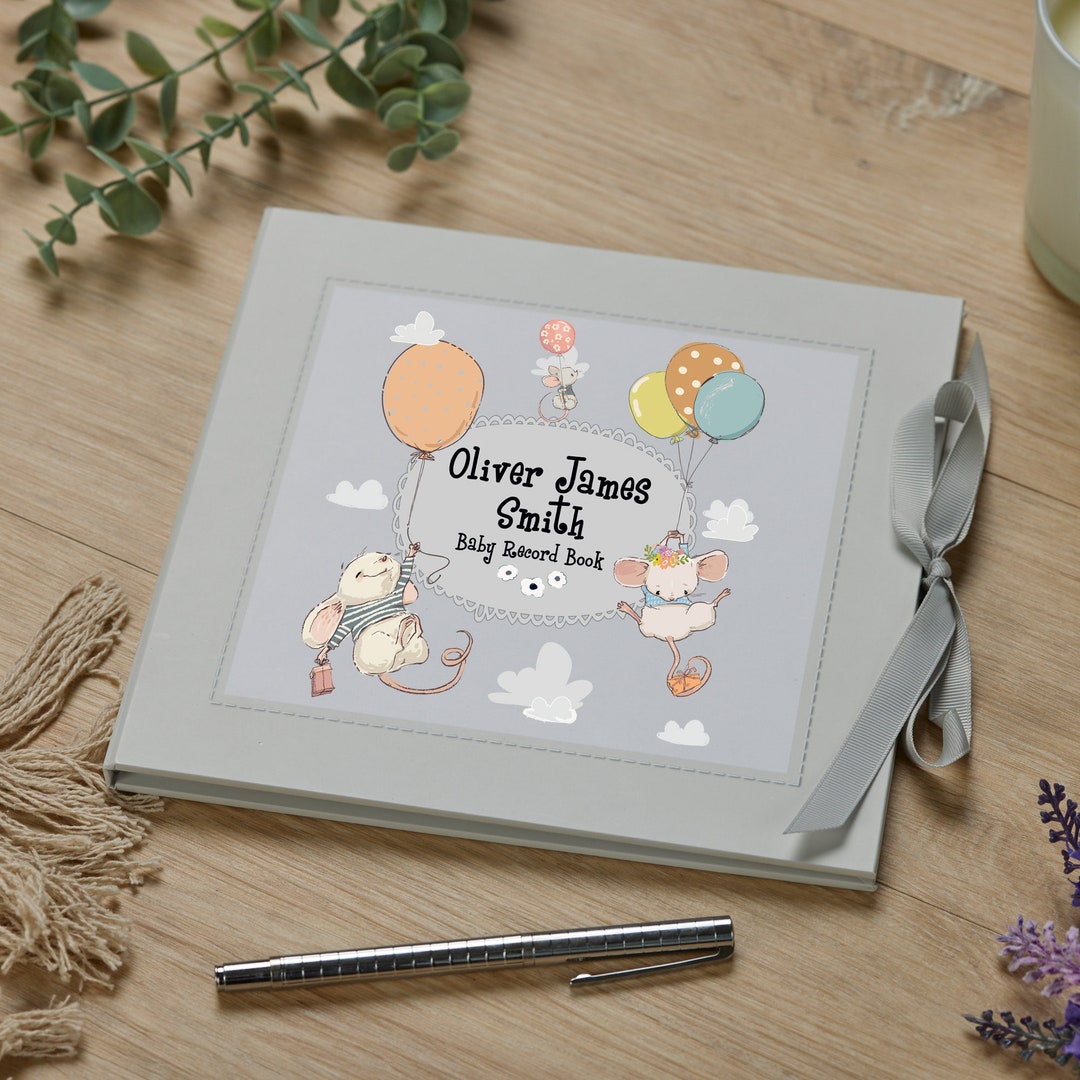 Personalised Baby Keepsake Memories Record Book With Mouse Sketches ...