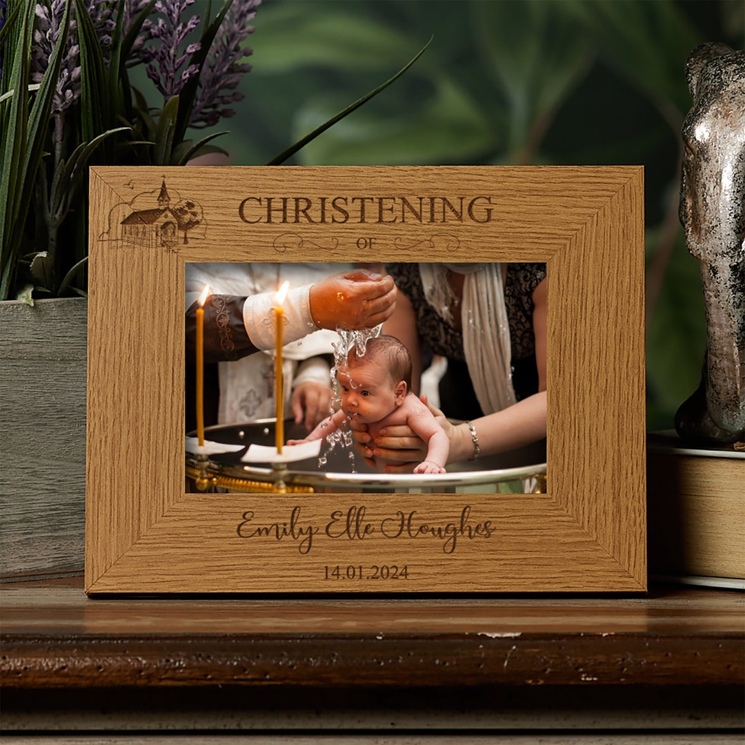 Personalised Christening Day Photo Picture Frame Landscape With Church ...