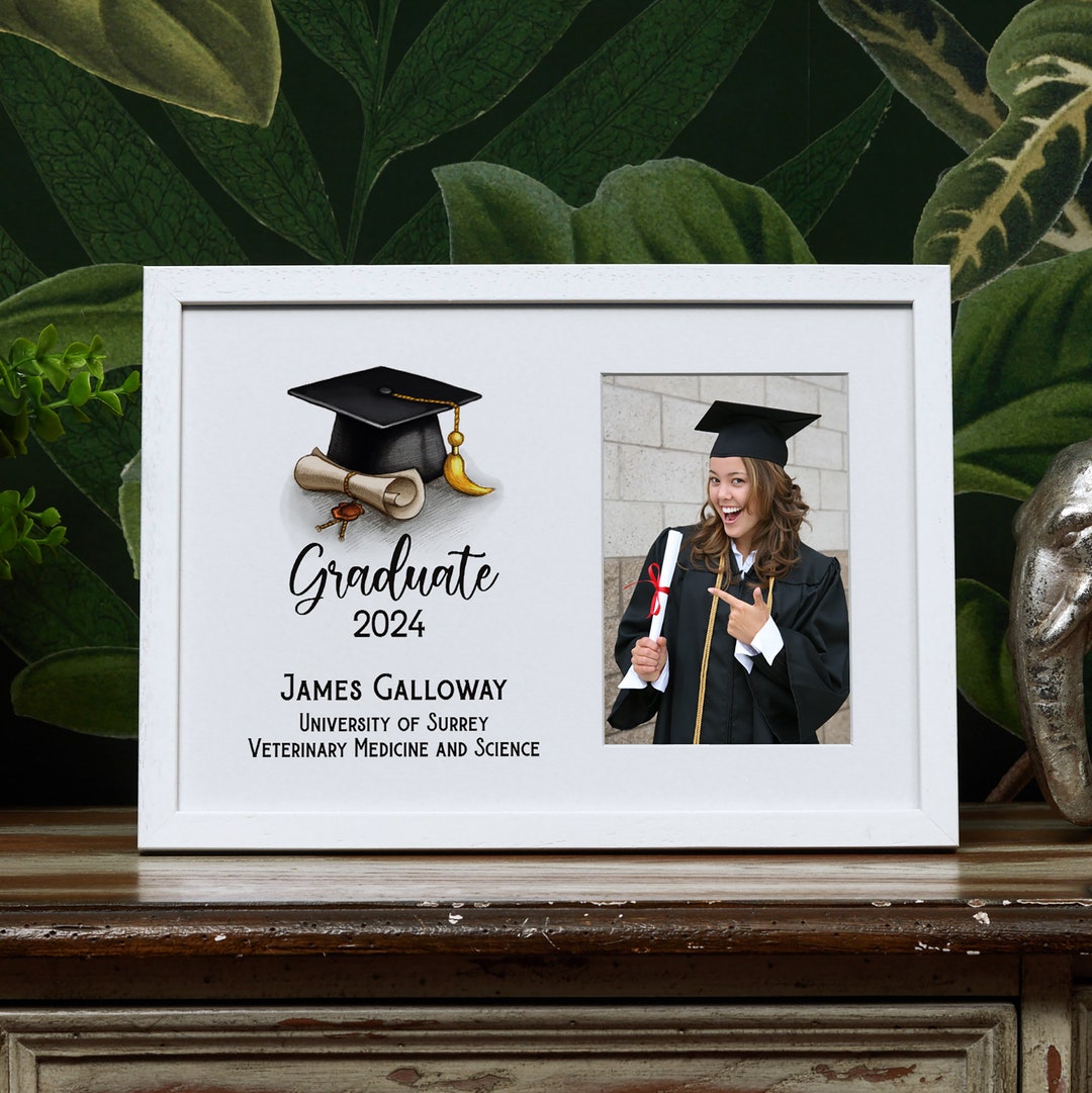 Personalised Graduation Photo Frame Gift With Hat and Scroll - Etsy