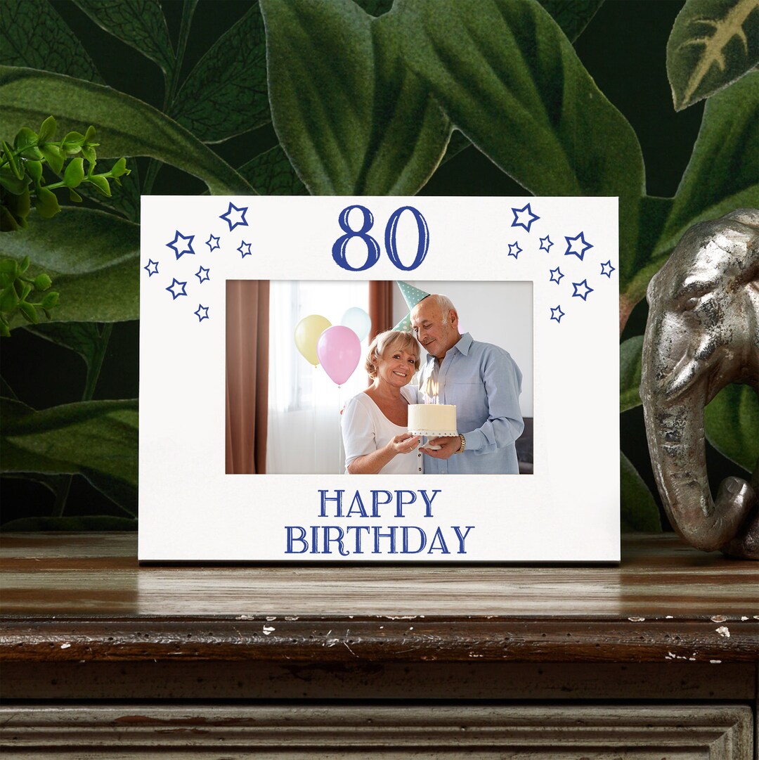80th Birthday Photo Frame Gift for Him With Star Design - Etsy