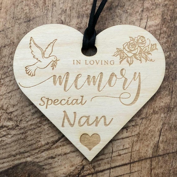 In Loving Memory Nan Heart Wooden Plaque Gift | Etsy