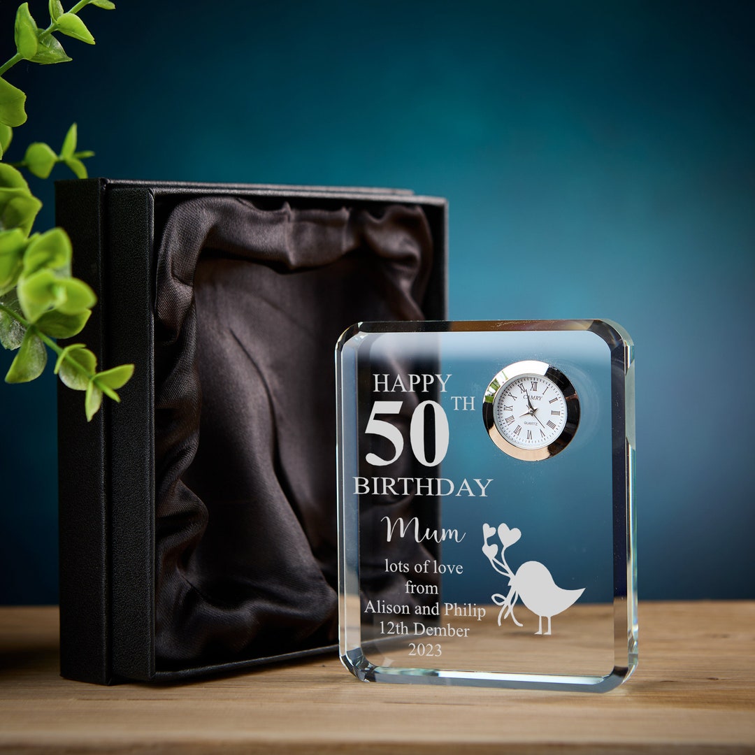 Personalised Any Age Birthday Crystal Glass Clock Gift for Her 18th ...