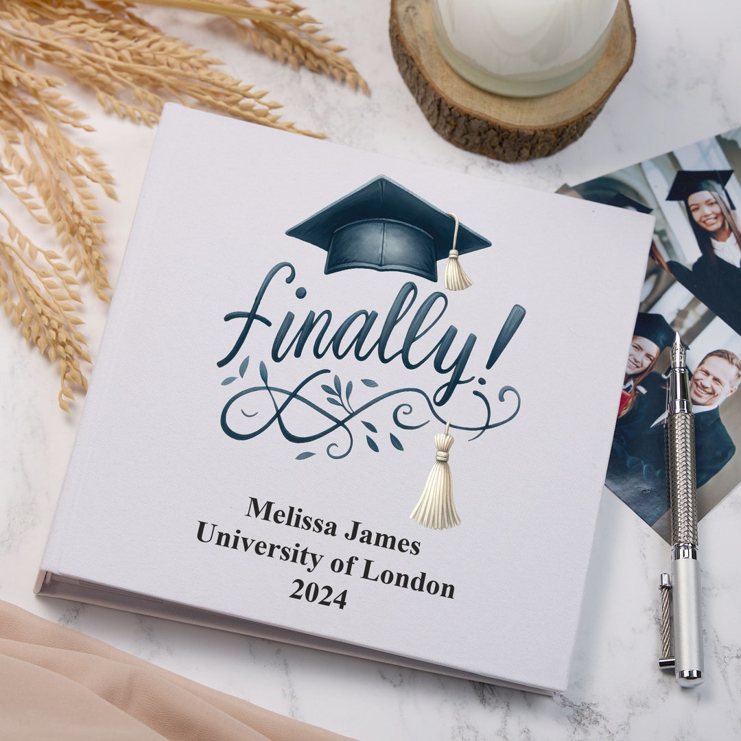 Large Book Bound Personalised Graduation Photo Album Finally Graduated ...