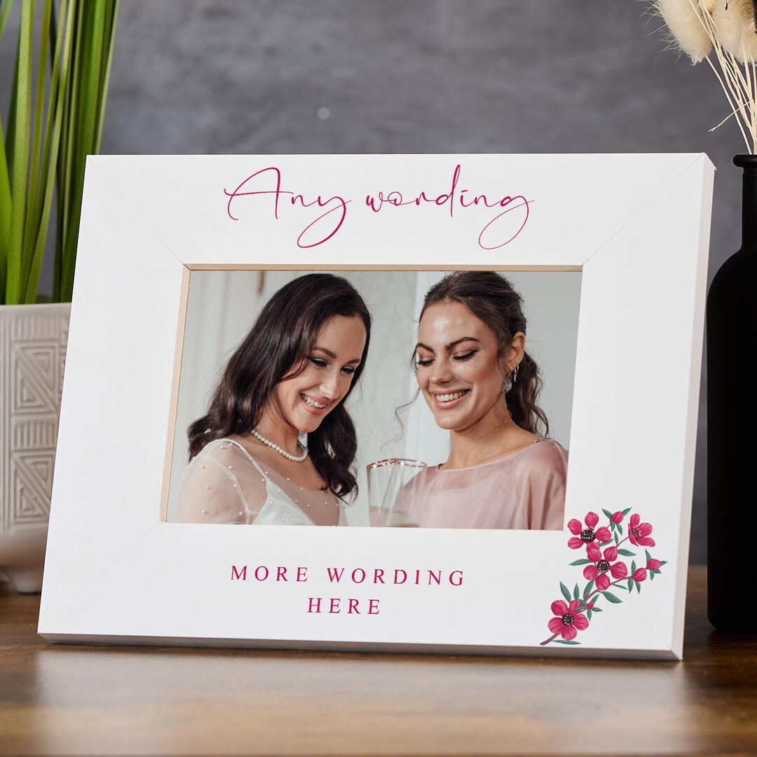 Personalised Wooden White Photo Frame With Custom Wording, Wedding ...