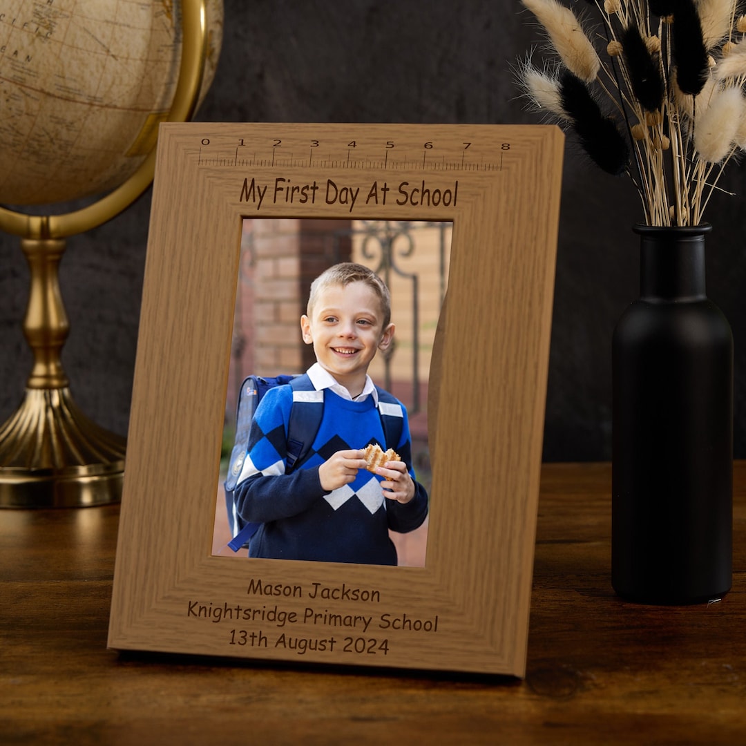 Personalised Engraved My First Day of School Wooden Photo Frame ...