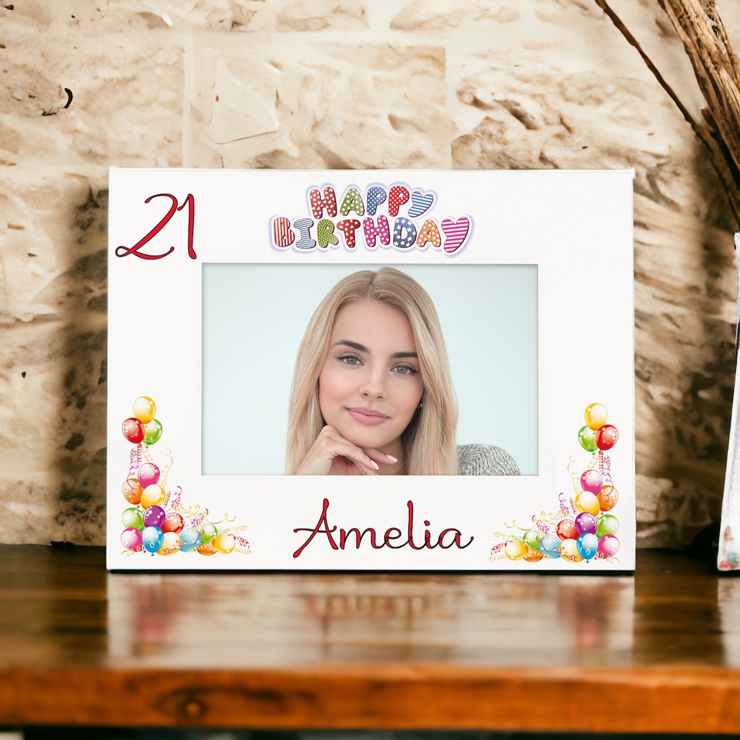 Personalised Colourful 21st Birthday Photo Frame Landscape With Name - Etsy