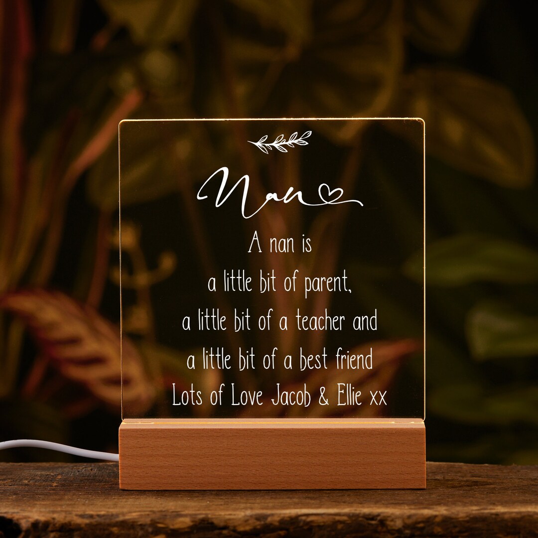 Personalised Nan Sentiment LED Night Lamp Keepsake - Etsy
