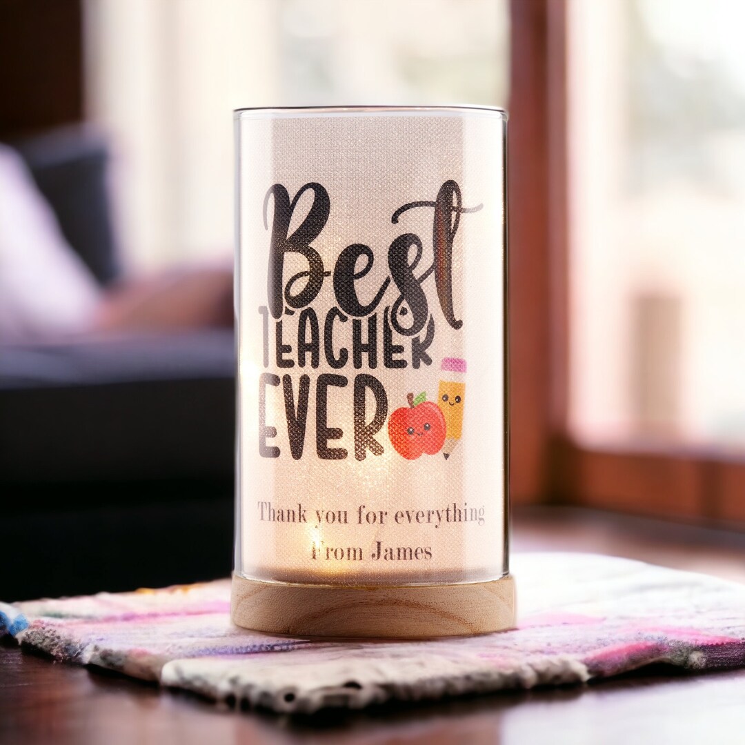 Personalised Best Teacher Gift Lamp With Wood Base LED Night Light - Etsy