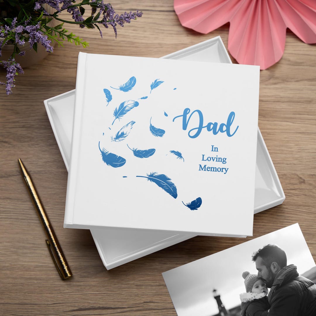 Dad in Loving Memory White Feather Photo Album for 50 X 6 by 4 Photos ...