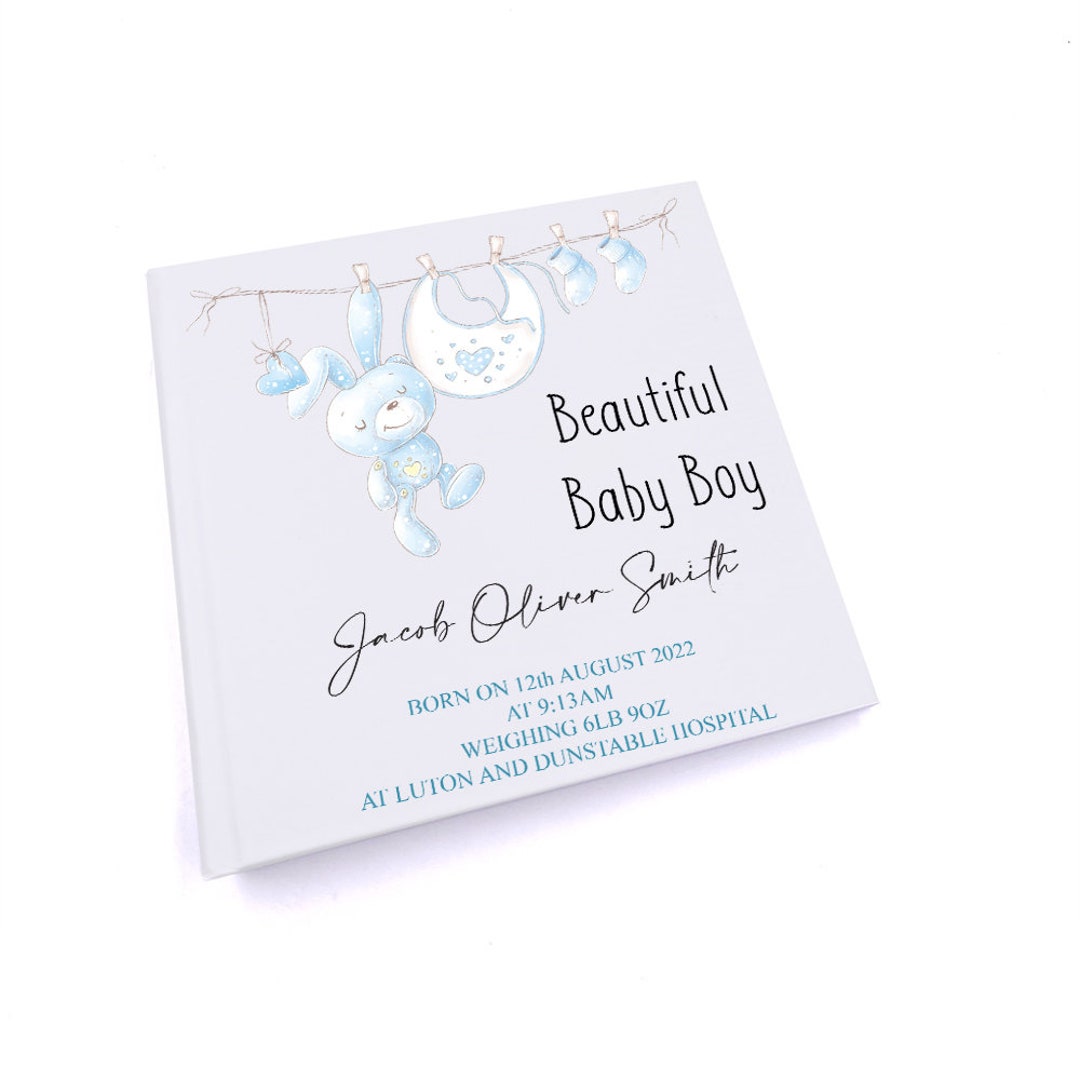 Personalised Baby Boy Photo Album Keepsake With Cute Rabbit - Etsy