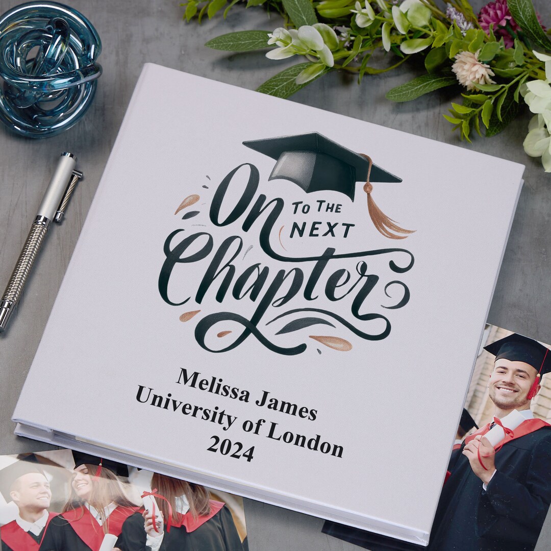 Personalised Graduation Photo Album With Linen Cover Next Chapter ...