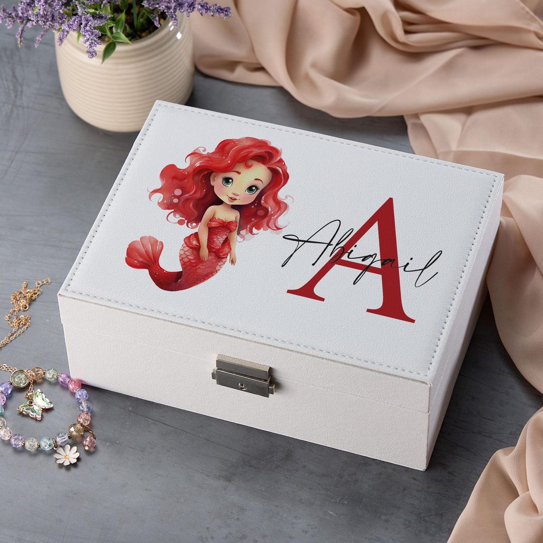 Personalised Girls Red Mermaid Large Jewellery Box Gift Customized - Etsy