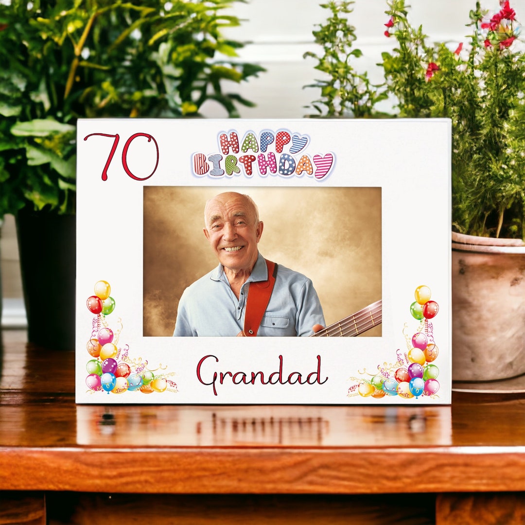 Personalised Colourful 70th Birthday Photo Frame Landscape With Name - Etsy