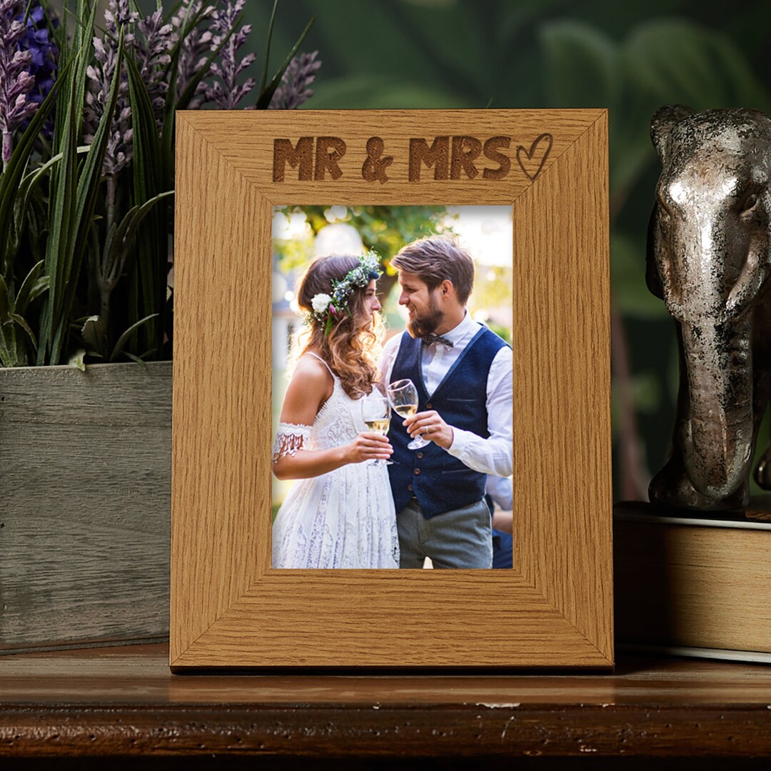 Oak Mr and Mrs Picture Photo Frame Heart Gift Portrait - Etsy