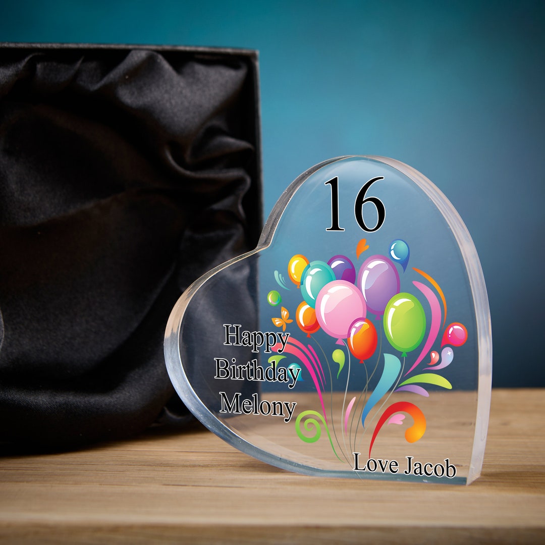 Personalised 16th Birthday Balloon Heart Block in Gift Box - Etsy
