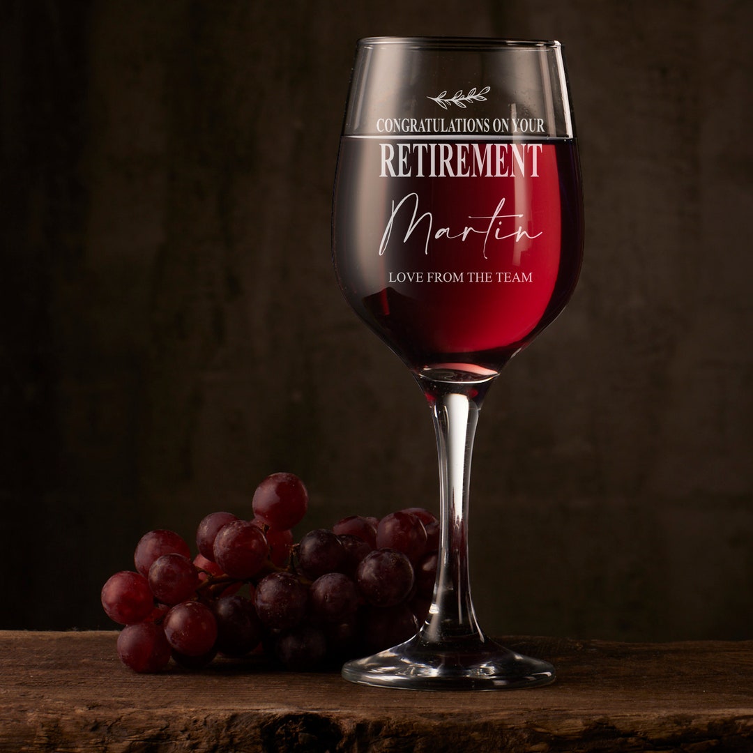 Personalised Retirement Wine Glass Gift Name & Sentiment - Etsy