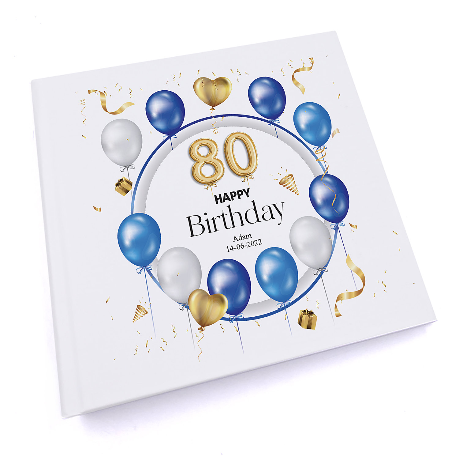 Personalised 80th Birthday Photo Album Gift With Blue and Gold - Etsy